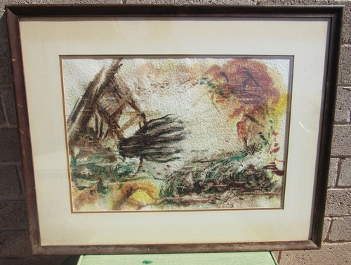 Abstract Vintage 50s Jozef Joseph Wrobel Watercolor Painting Sea life ...