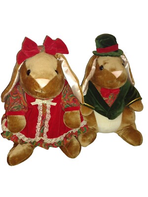 Vintage 1985 Toys R Us Rabbit Ears Velveteen Boy & Girl Bunny Holiday ...