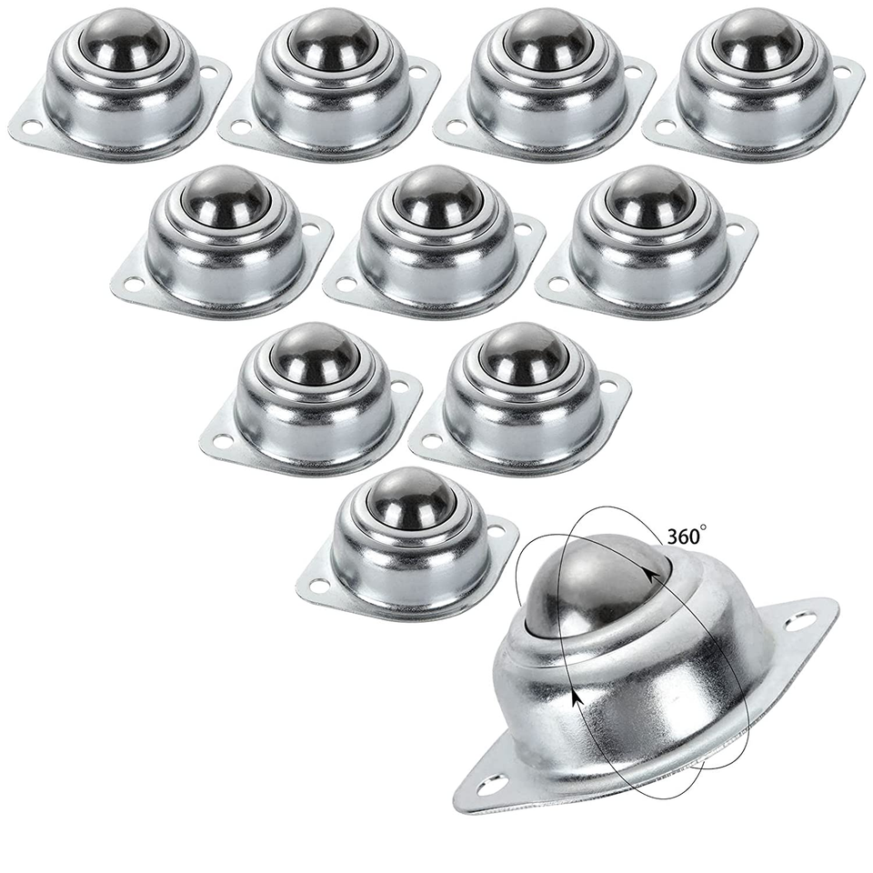 16Pcs 1” Roller Ball Transfer Bearings, 360º Rotation Universal Ball ...