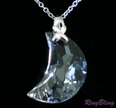 CRYSTAL MOON NECKLACE PENDANT. GENUINE SWAROVSKI CRYSTAL ELEMENT. | eBay