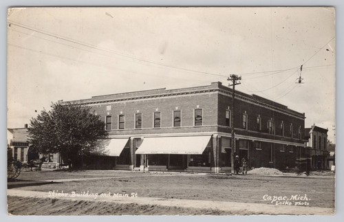 Stiehr Building & Main St Capac Michigan Postcard | eBay