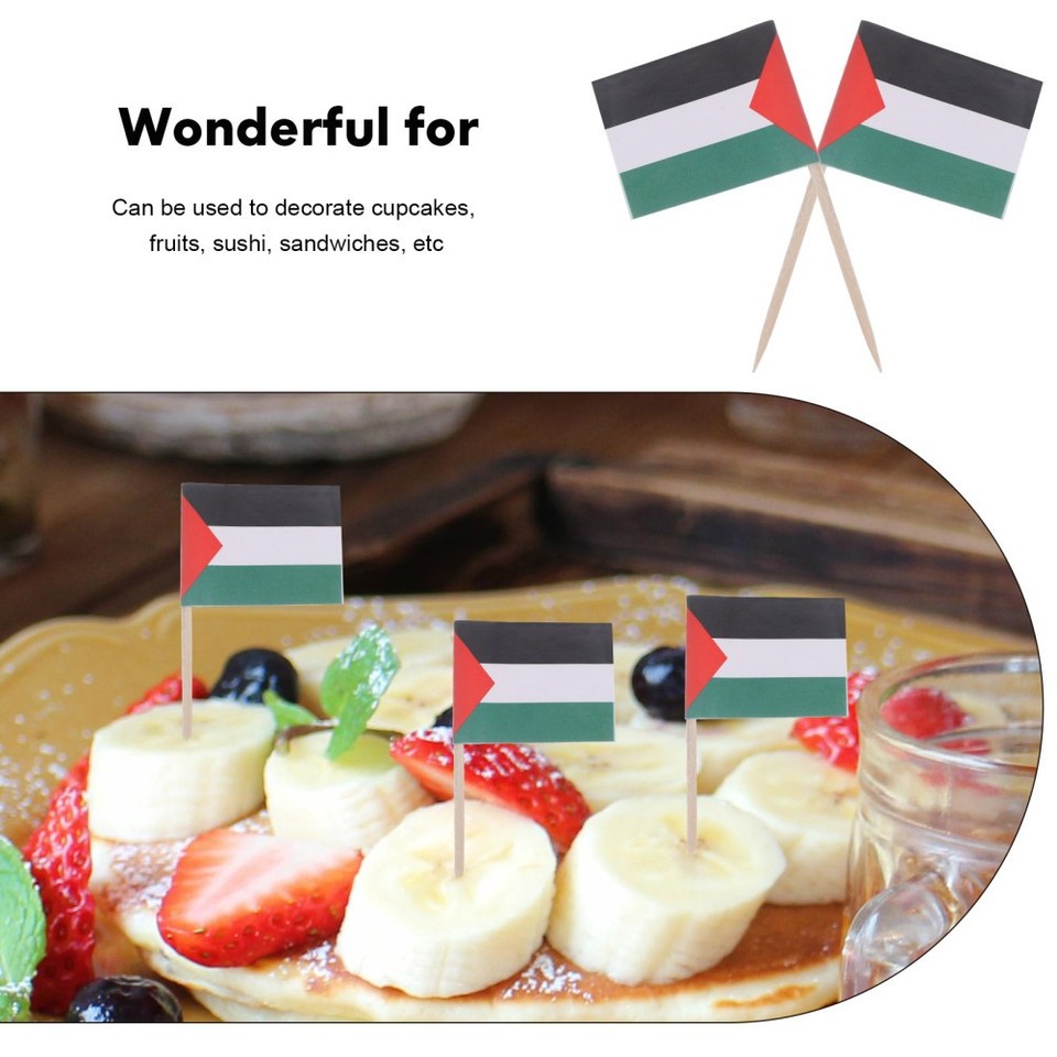 100pcs Palestine Flag Cake Pick Topper National Flag Toothpick | eBay ...
