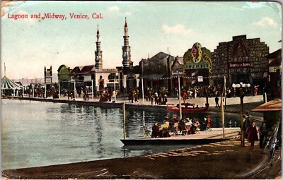 Venice California~Pier~Lagoon Midway Temple of Mirth~1907 Postcard JB25 ...