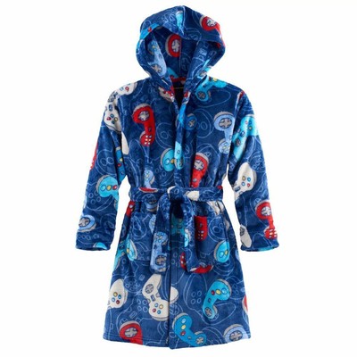 Climate Smart Boy's Hooded Video Game Luxe Fleece Robe | eBay