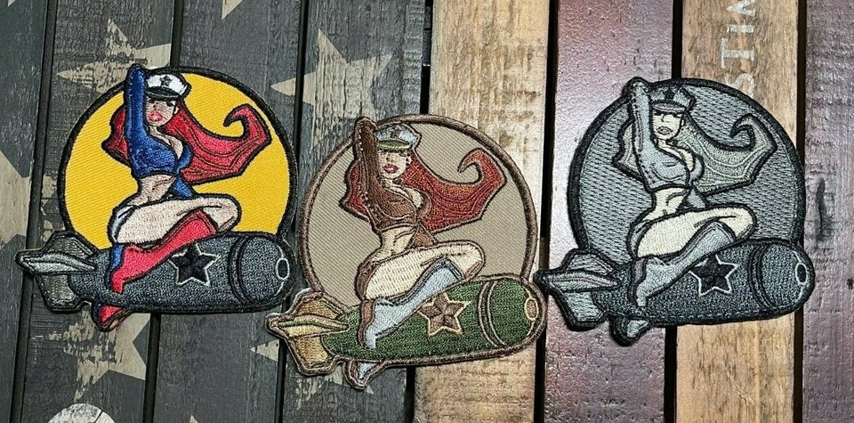 PIN UP GIRL RIDING BOMB PATCH | eBay UK