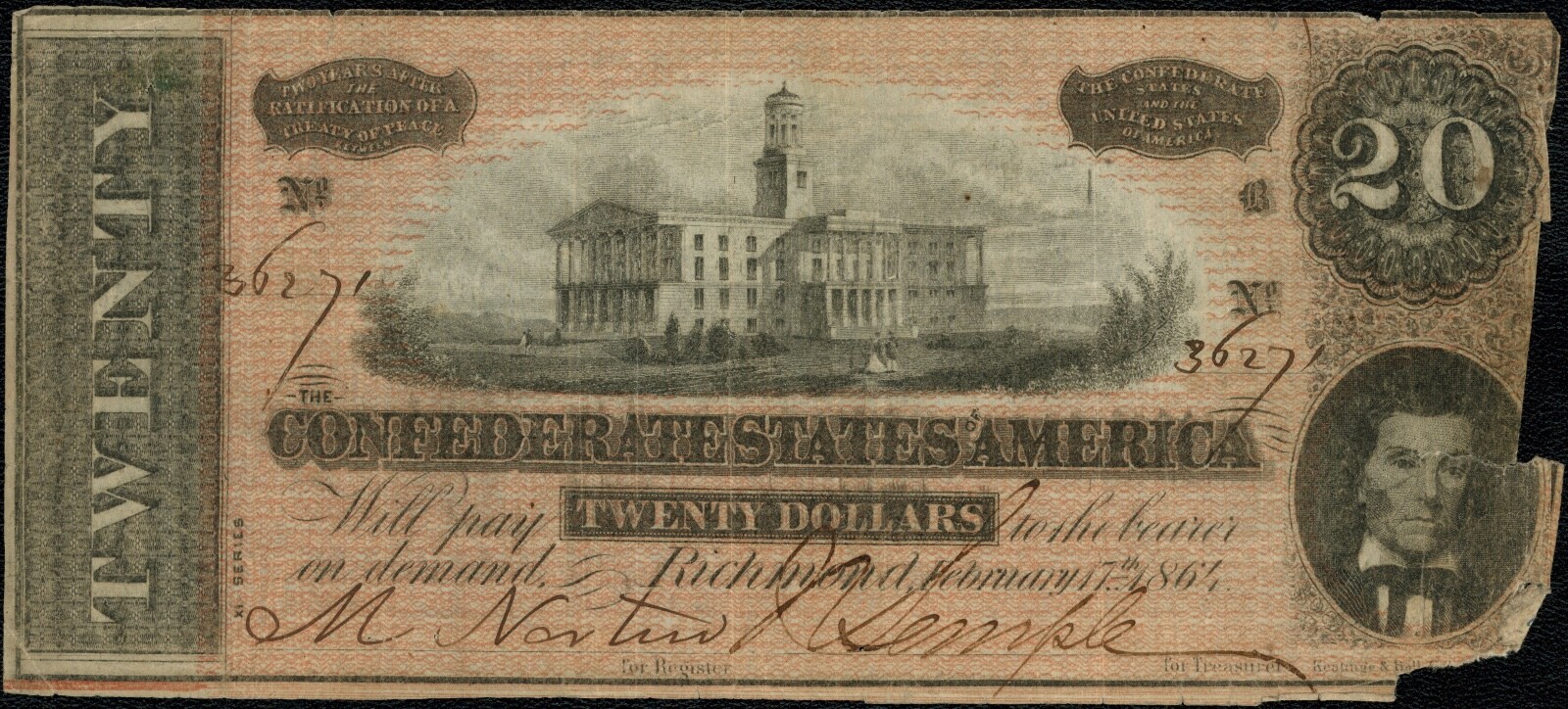 1864 $20 Twenty Dollar Richmond Confederate States of America Note | eBay