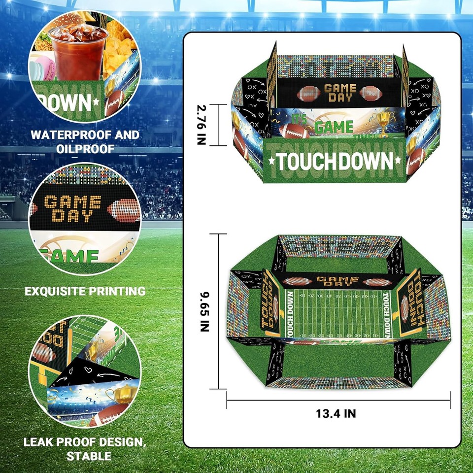 Football Party Supplies Kit - Snack Food Stadium Serving Tray Set for ...