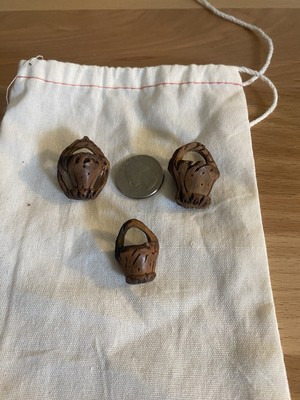 Artisan Carved Baskets Set Of Three Carved From Walnut Shells Vintage ...