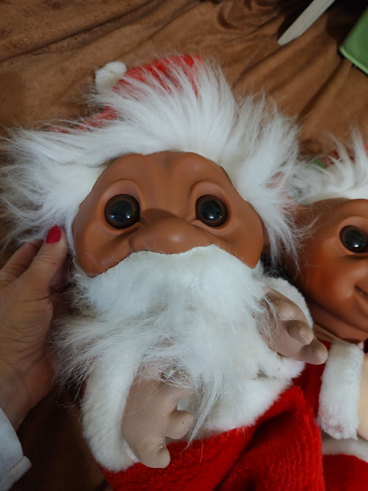 Vintage Christmas Holiday Stockings Red Velvet Big Head Decorations ...