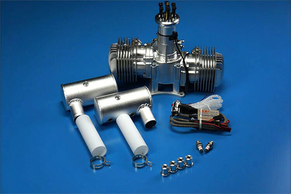 DLE 222CC Gas Engine Four Cylinder Two Stroke Side Exhaust with CDI ...