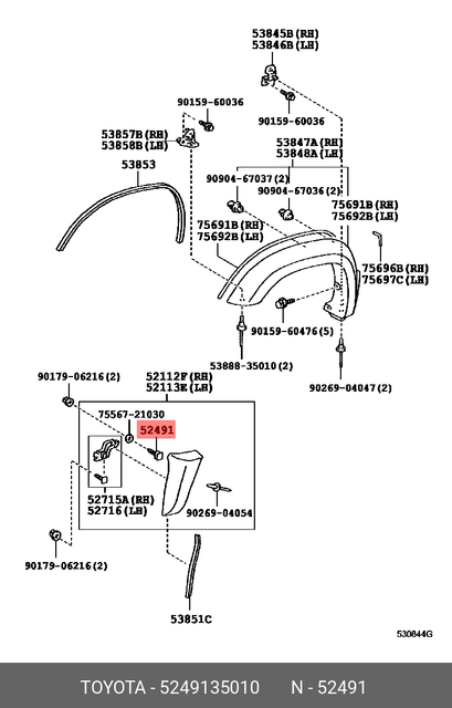 Genuine OE bolt wheel opening set 5249135010 for TOYOTA 52491-35010 ...