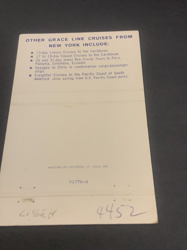 Vintage Maryland Matchbook: “Grace Line Cruises” | eBay