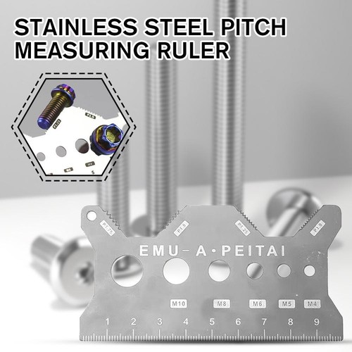 Stainless Steel Measuring Card Ruler Tools for Screw Bolt Length Pitch ...