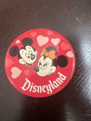 Vintage 1985 Disneyland Mickey & Minnie Mouse Valentine's Hearts 3" Pin ...