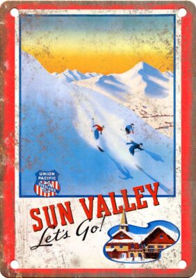 Metal Sign - Vintage Sun Valley Travel Poster - Retro Look Reproduction ...