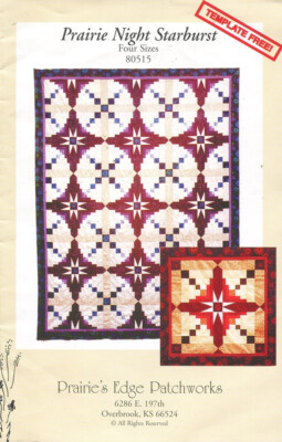 Prairie Night Starburst Quilt Pattern from Prairie's Edge Patchworks ...