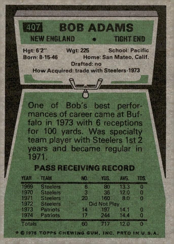 1975 Topps #407 Bob Adams RC NM | eBay