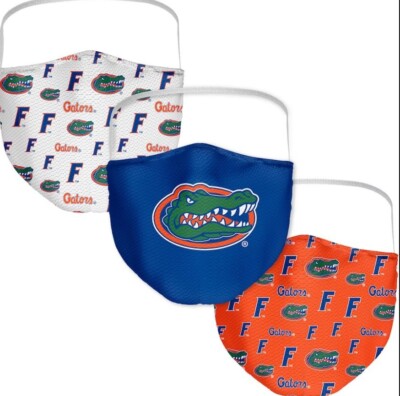 3 Florida Gators Fanatics Adult All Over Logo Face Covering Mask 3 Pack ...