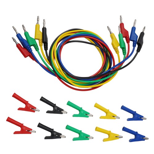 Crocodile Clips Multimeter 4mm 5 Colours Blue Cable Copper PVC Test ...