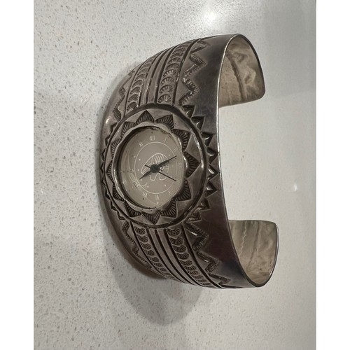 Carson B Sterling Silver Native American Navajo Style Cuff Watch Women ...