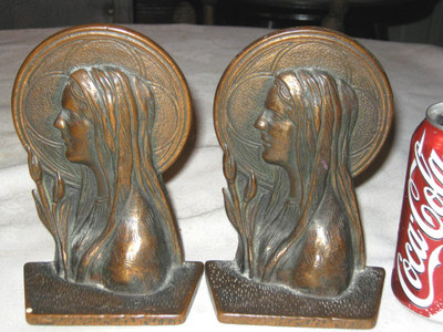 ANTIQUE CAST IRON VERONA MADONNA LADY ANGEL ART DECO BRONZE STATUE HOME ...