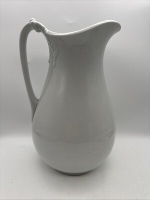 Antique Thomas Furnival & Sons ENGLAND White Ironstone Pitcher 13 ...
