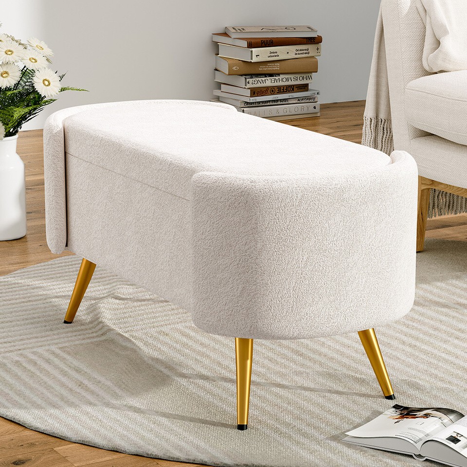 Large 100cm Metal Footstool Footrest Pouffe Foot Stool Padded Ottoman ...