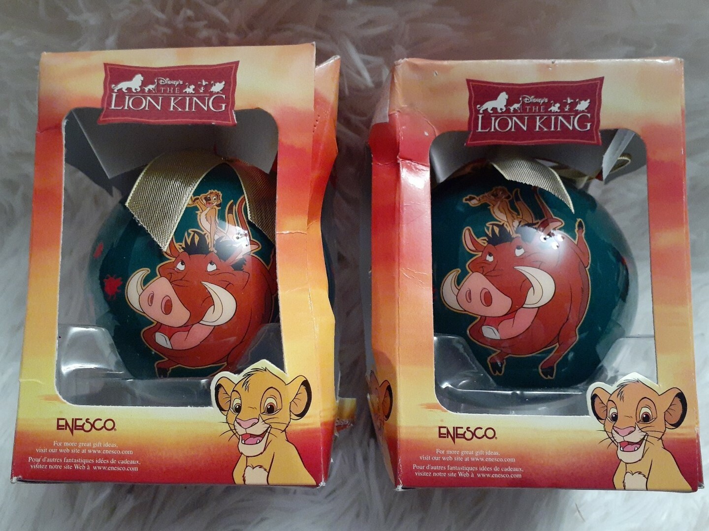 Enesco Christmas Ornament Timon & Pumbaa Disney Lion King Ball(Lot of 2 ...