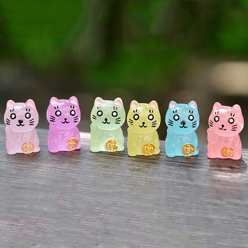 1Pc Luminous Cute Cat Micro Ornaments Miniature Potted Decoration ...