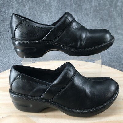 Merona Shoes Womens 11 Clogs Black Faux Leather Slip On Casual Block ...