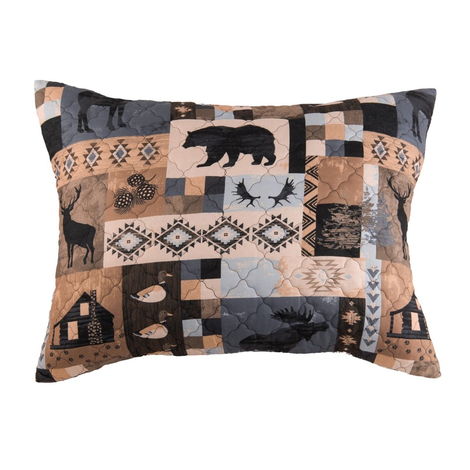 Donna Sharp Kila Cozy Log Cabin 3-Pc Quilt Set Bear Moose Reversible ...