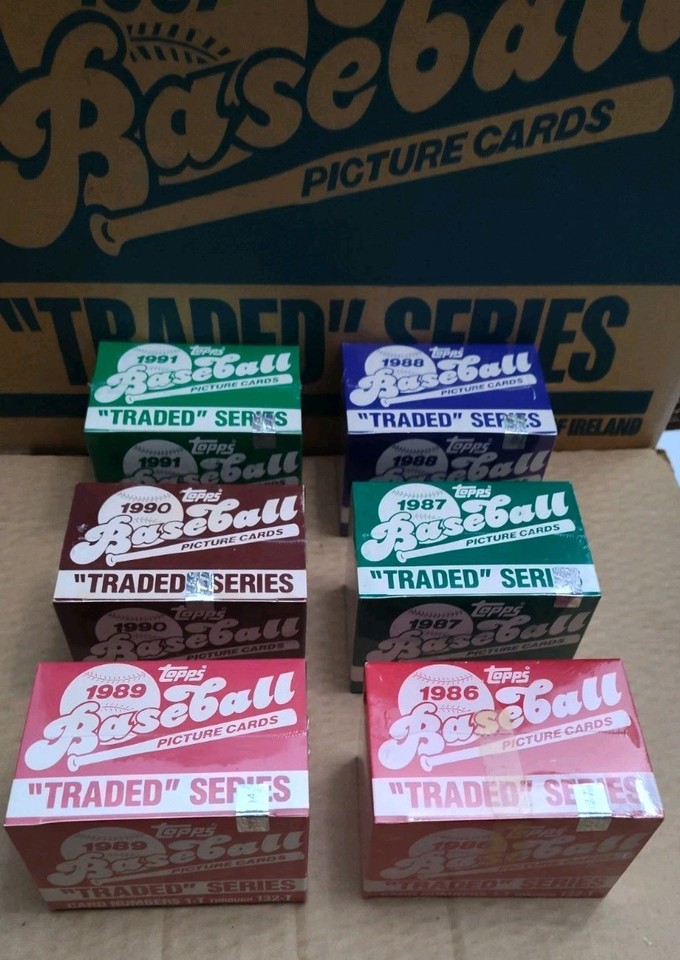 LOT of (6) Topps Traded Set Boxes 1986 1987 1988 1989 1990 1991 ...