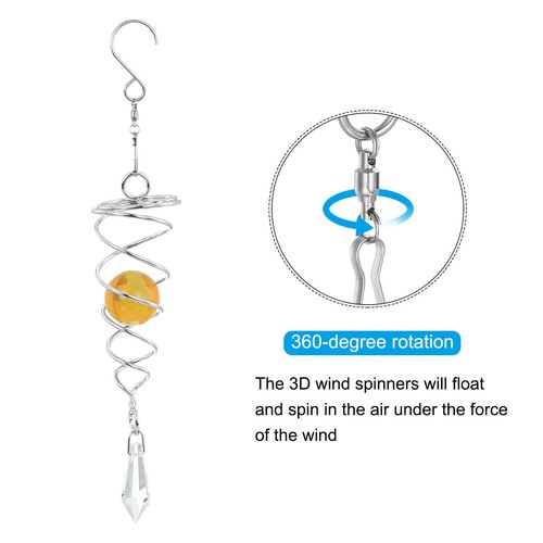 8" Gazing Ball Spiral Tail Wind Spinners with Glass Ball Swivel Hook, Gold | eBay