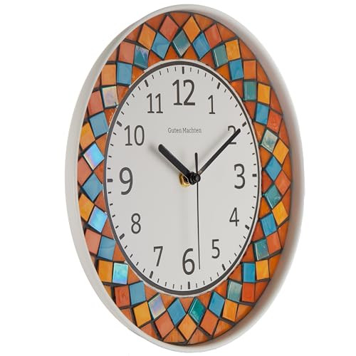 10'' Orange Iridescent Glass Mosaic Wall Clock Handmade Silent Non-Ticking | eBay