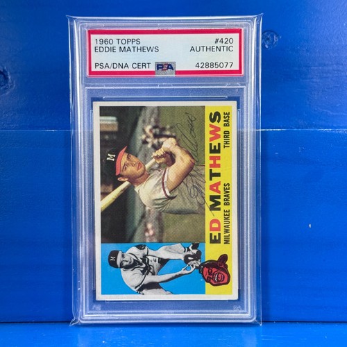 EDDIE MATHEWS Autographed Vintage 1960 Topps #420 Braves HOF Legend ...