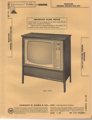 1965 TRUETONE 2DC1513 TELEVISION SERVICE MANUAL PHOTOFACT 2DC1515 ...
