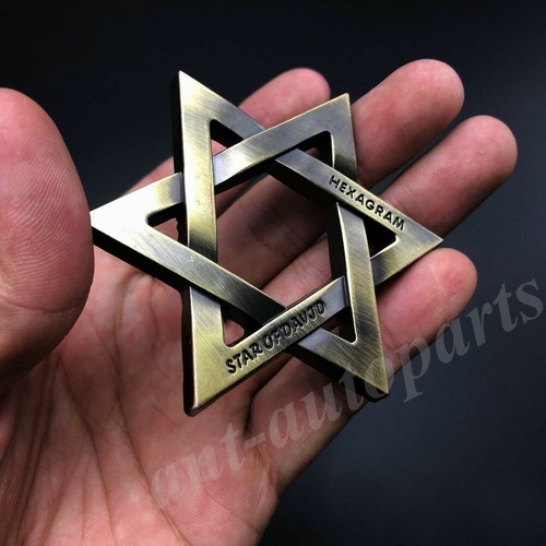 Bronze Metal Star of David Jewish Hexagram Car Emblem Badges Motorcycle ...