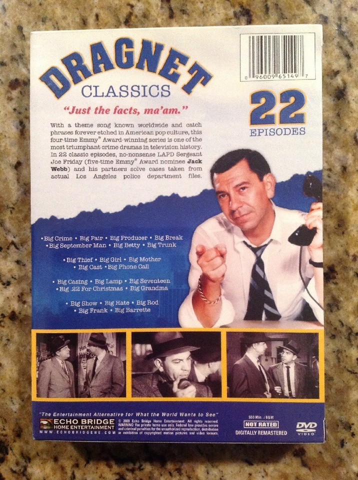 Dragnet: 22 Episodes (DVD, 2011, 2-Disc Set)NEW Authentic US RELEASE ...