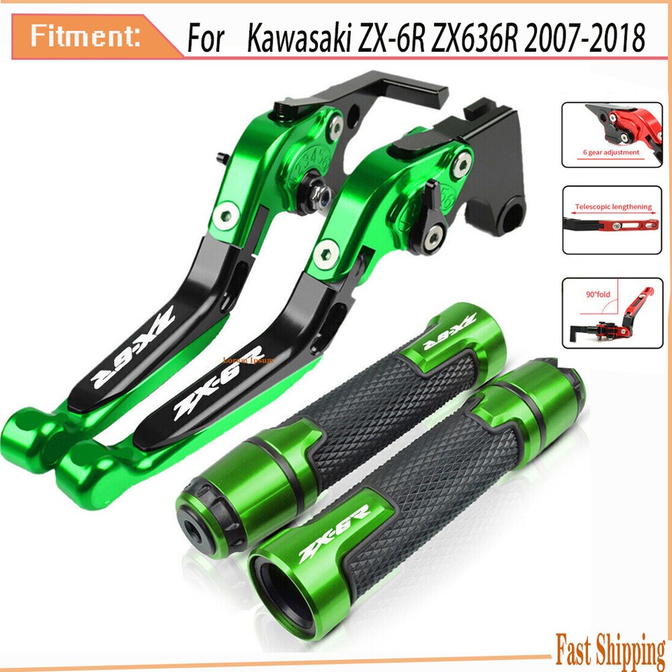 For Kawasaki ZX-6R ZX636R 2007-2018 CNC Handlebar Grips Brake Clutch ...