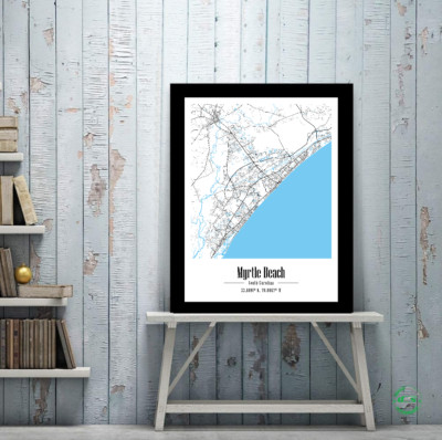 Myrtle Beach South Carolina Location Map Poster Print Gift Wall Art Decor | eBay