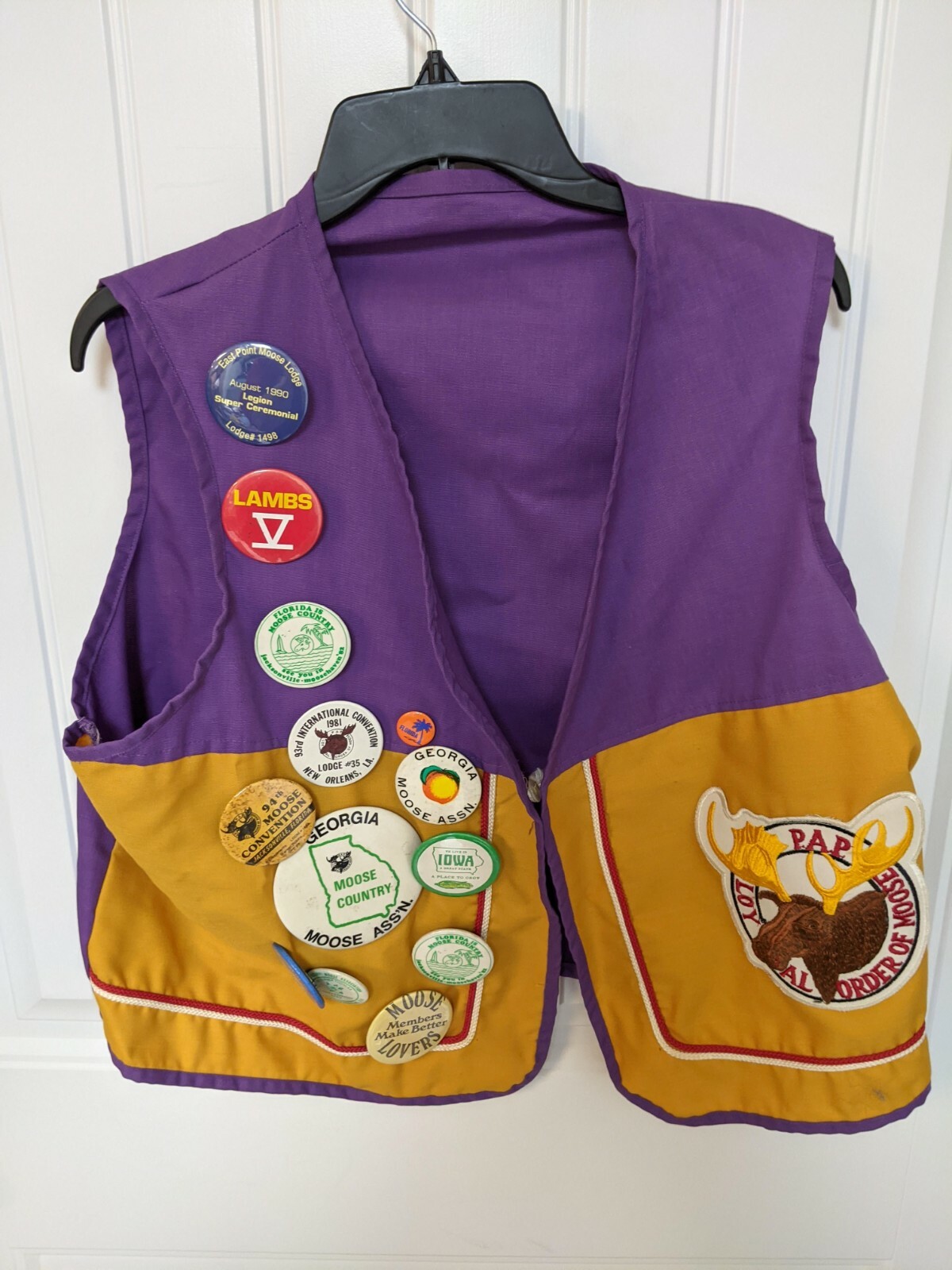Vintage Moose Lodge Fraternal Order Mason Vest + Pins and Patches_Macon ...