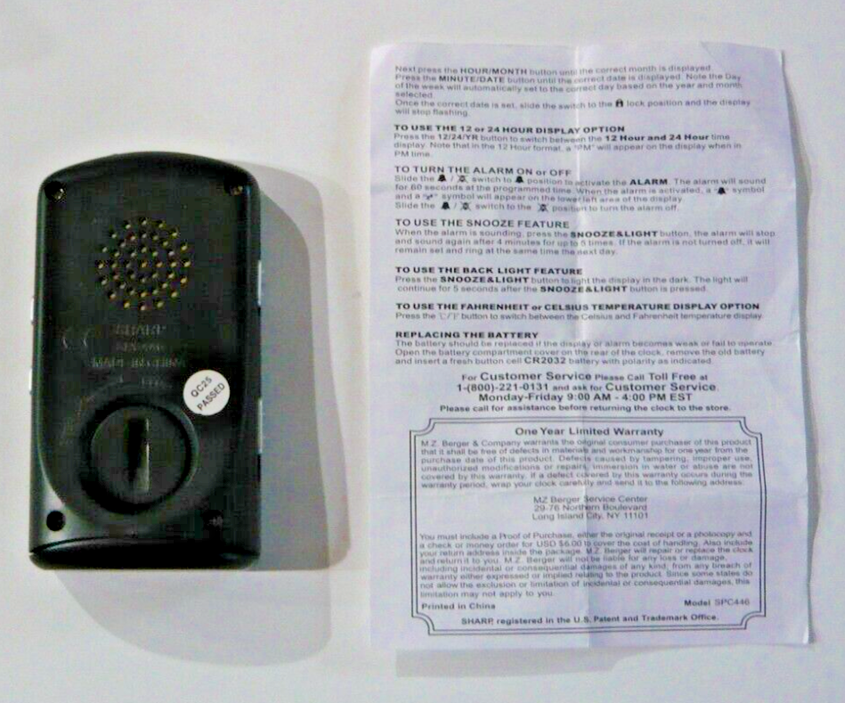 SHARP Digital Travel Alarm Clock #SPC 446 - With New Battery & Owner ...