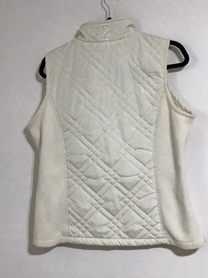 Izod Vest Womens Large Ivory Fleece Quilted Winter Warmth Minimalist ...