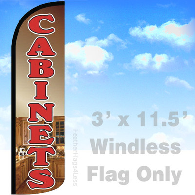 CABINETS Windless Swooper Feather Flag Banner Sign 3x11.5' - rq | eBay