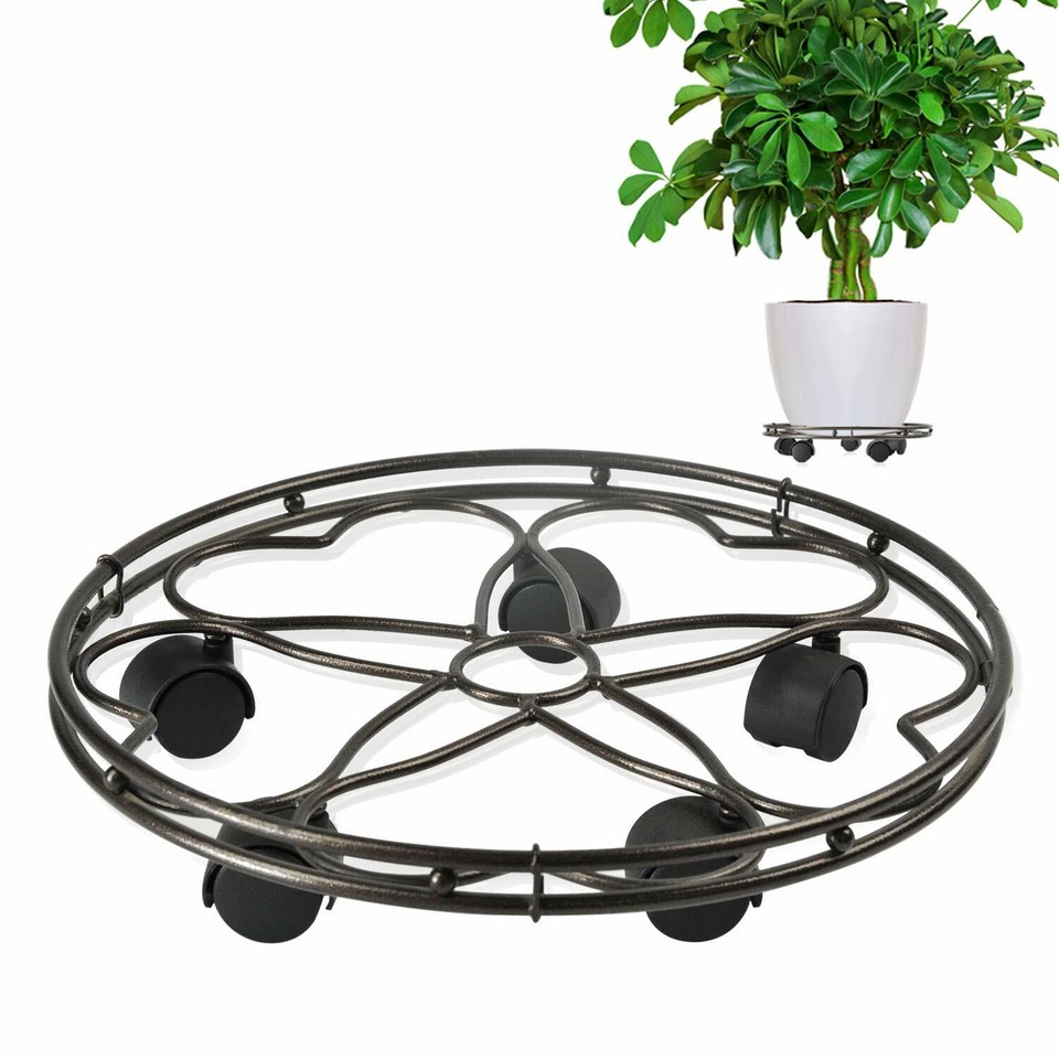 Movable Flower Stand with Wheel Plant Planter Trolley Rolling Home ...