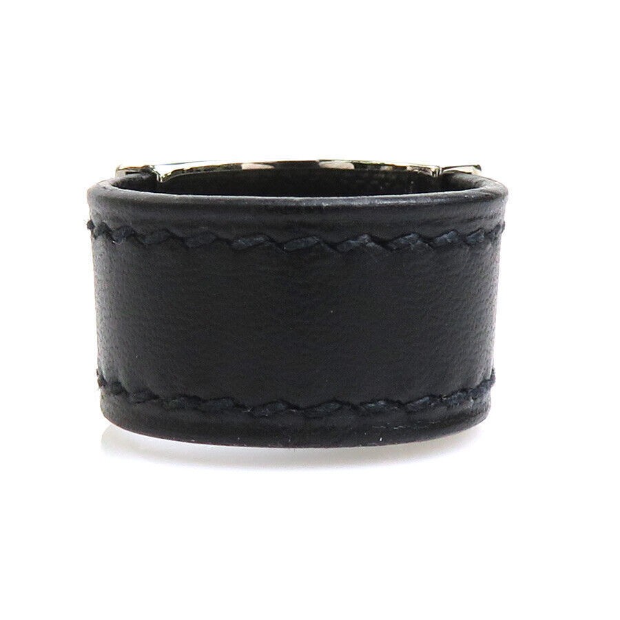 Anello Auth HERMES Collier De Chien Argento/Metallo nero/Pelle ...