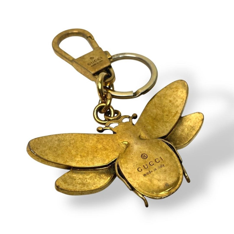 GUCCI Key holder Key ring Key chain Bag charm Rare Gold Queen Margaret ...