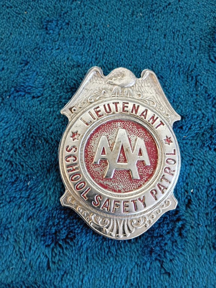 Vintage AAA School Safety Patrol Lieutenant Historical Silver Metal Pin ...
