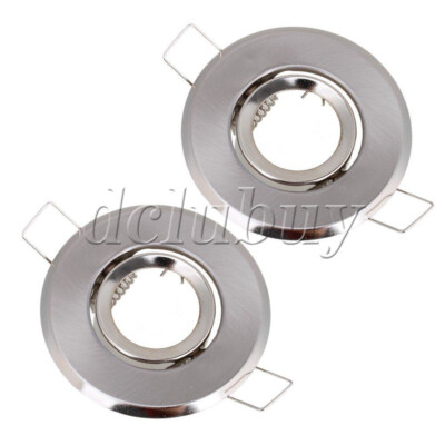 2 x MR11 Downlight Fitting Gimble Satin Chrome with Lamp Holder 70mm ...