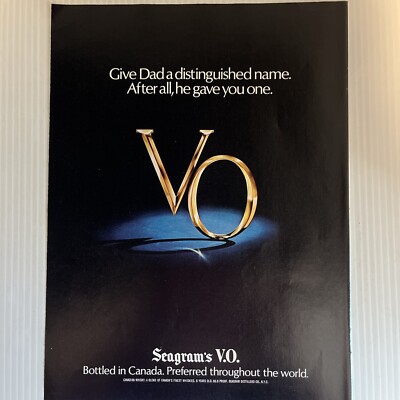 Seagram's VO1978 Original Vintage Print Ad Dad’s Name Distinguished | eBay